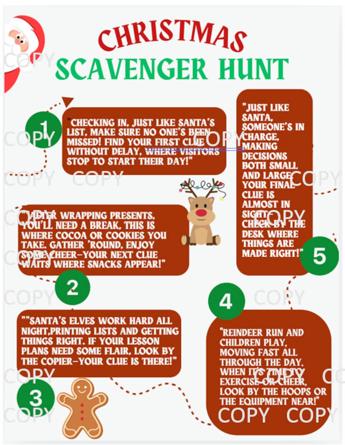 Schoolwide Scavenger Hunt Holiday Themed Common School Areas PDF Files ...