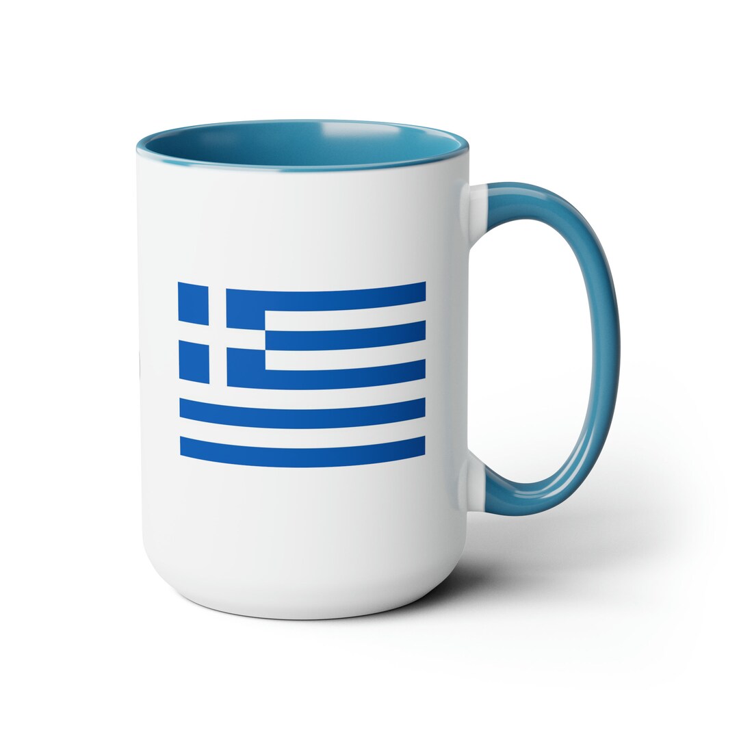 The Flag of GREECE (hellenic Republic) Ceramic Mug, Two-tone Coffee ...