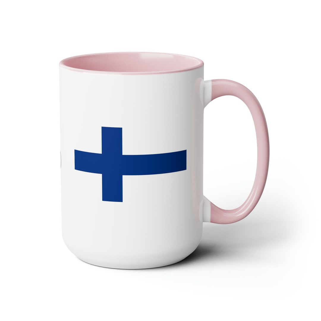 The Flag of FINLAND Ceramic Mug, Two-tone Coffee Mugs, 15oz Dishwasher ...