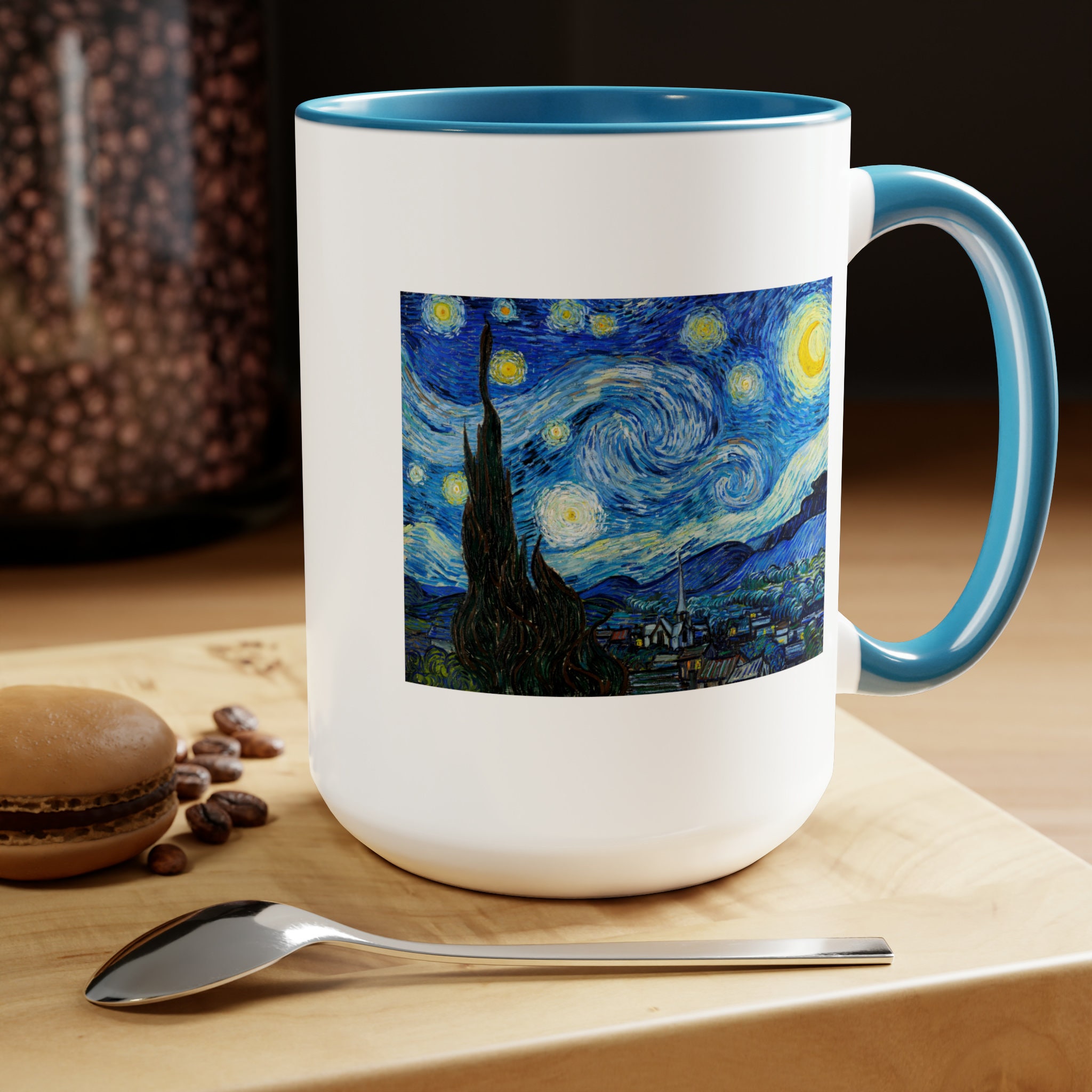 Vincent Van Gogh's the Starry Night 1889. Famous Painting Two-tone ...