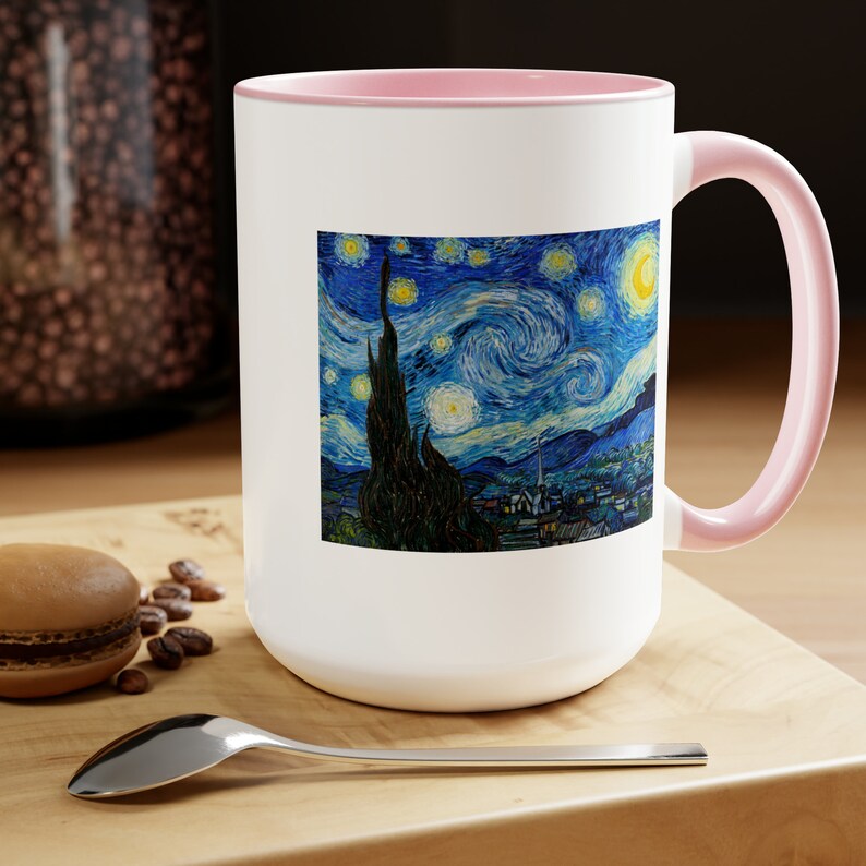 Vincent Van Gogh's the Starry Night 1889. Famous Painting Two-tone ...