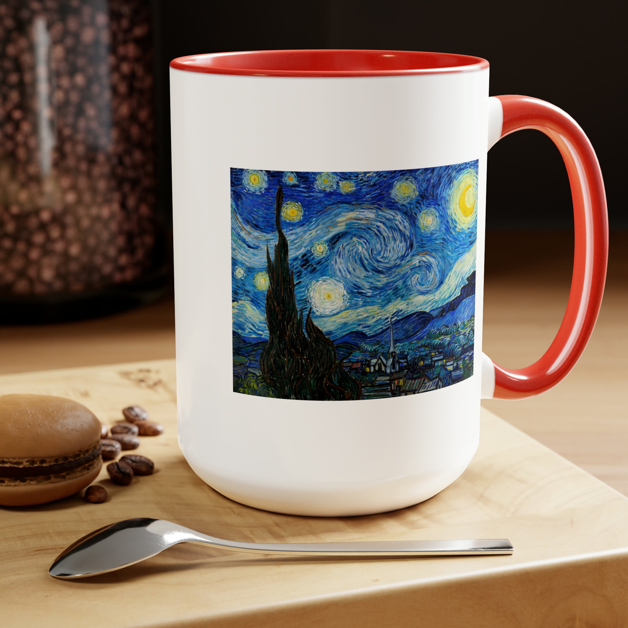 Vincent Van Gogh's the Starry Night 1889. Famous Painting Two-tone ...