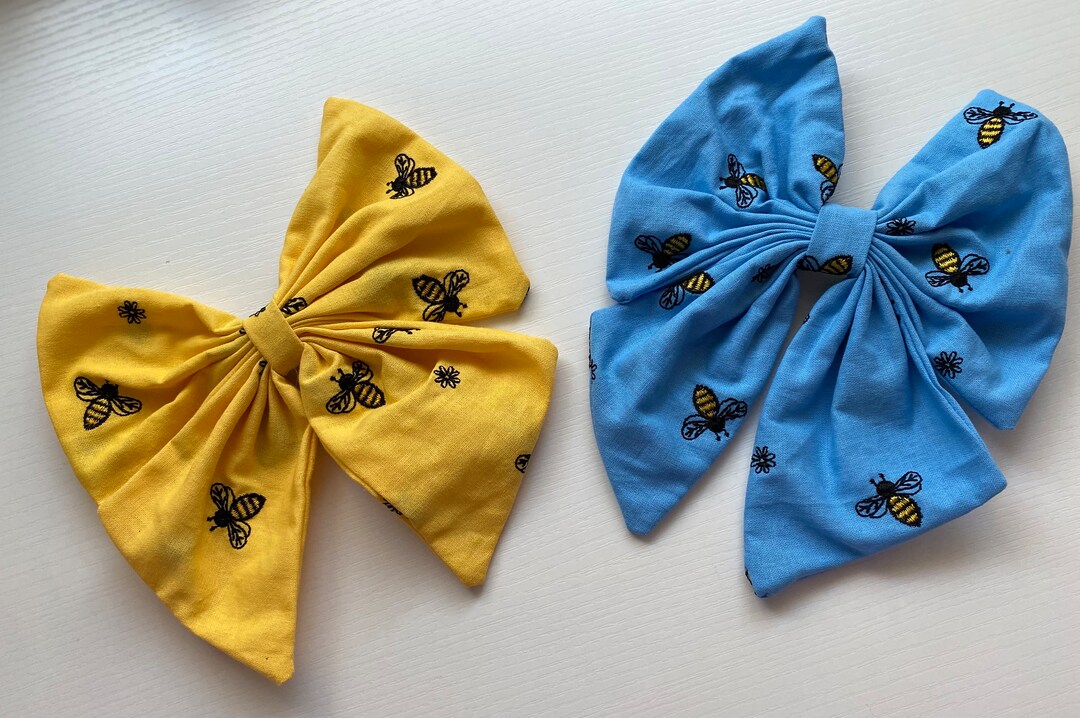 Embroidered Bees Bows - Etsy