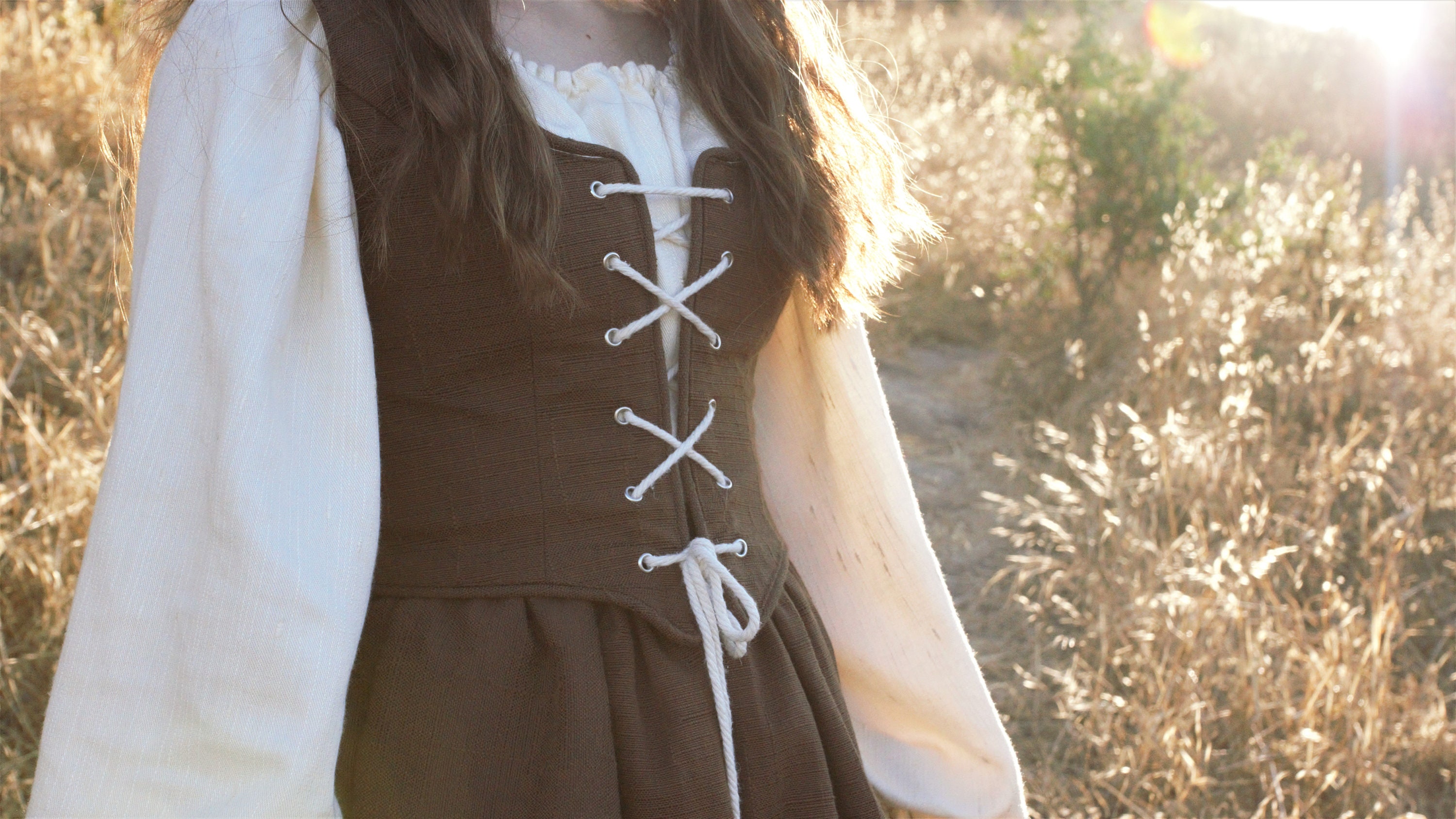 17th Century Linen Peasant Dress/custom Made/milk-maid Dress/corset ...