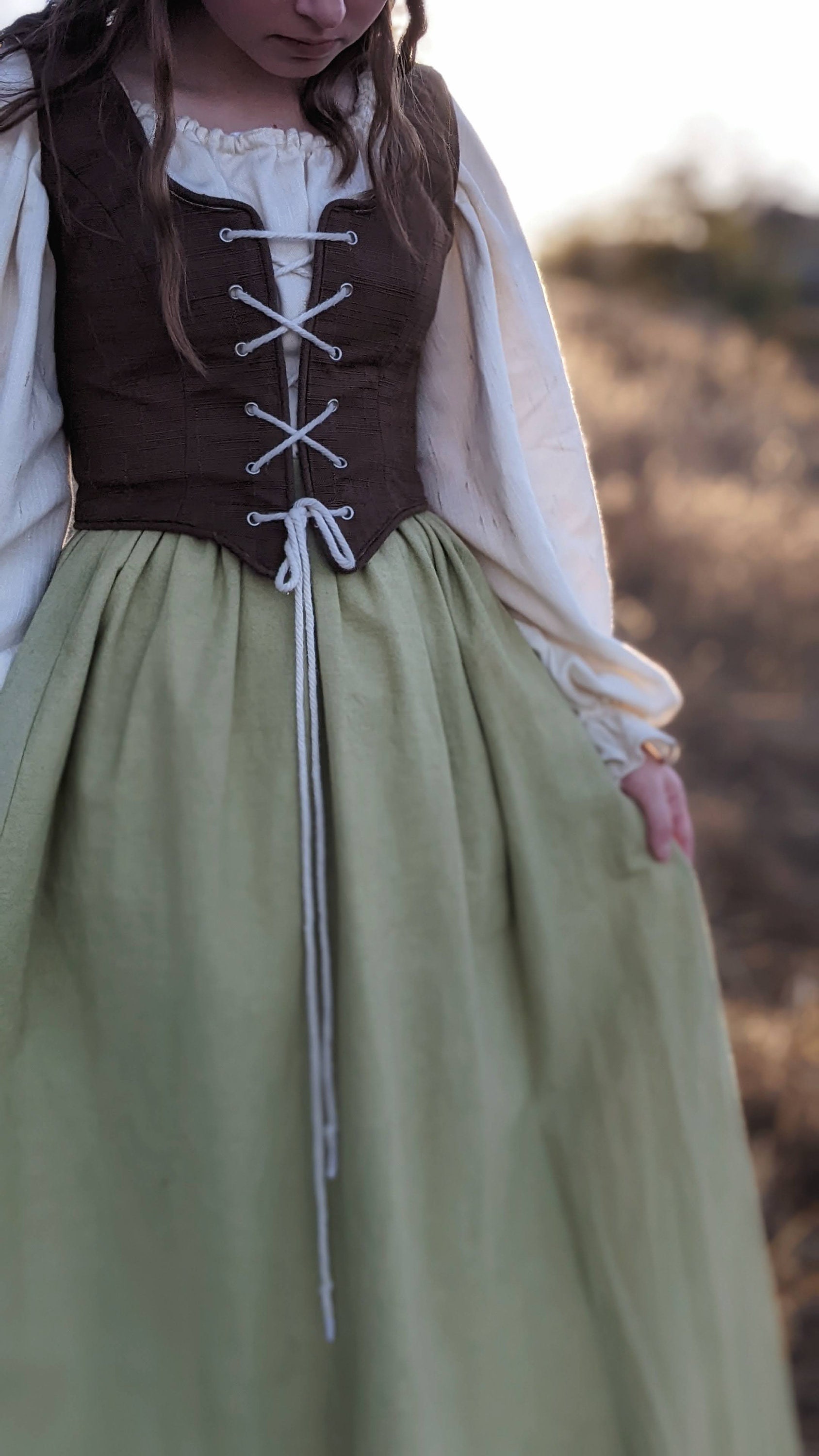 17th Century Linen Peasant Dress/custom-made/milk-maid Dress/corset ...