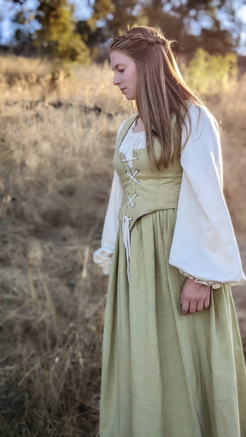 17th Century Linen Peasant Dress/custom Made/milk-maid Dress/corset ...