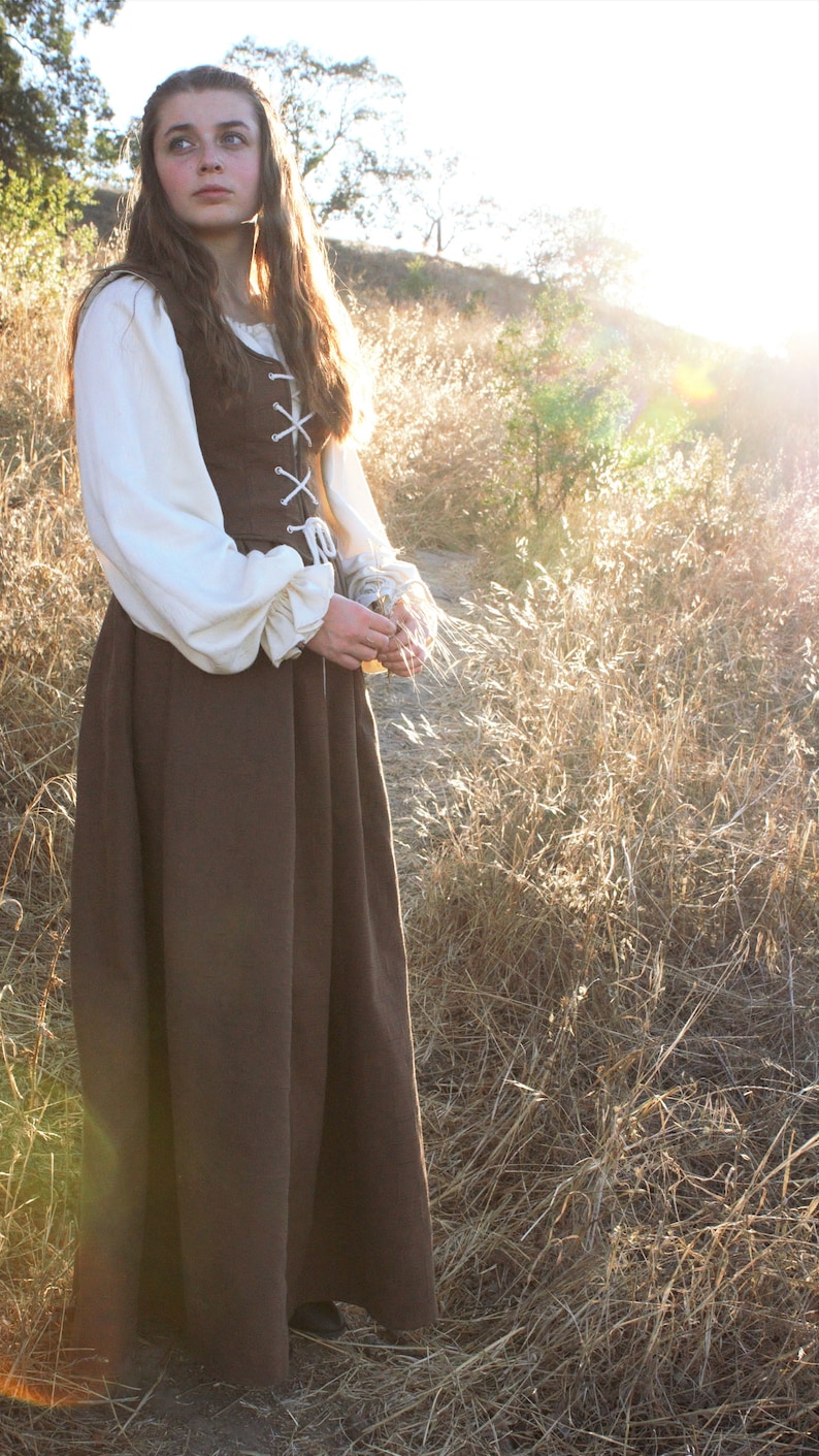 17th Century Linen Peasant Dress/custom Made/milk-maid Dress/corset ...