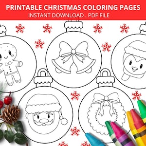 Printable Christmas Coloring Pages, Xmas Ornaments Coloring Crafts for ...