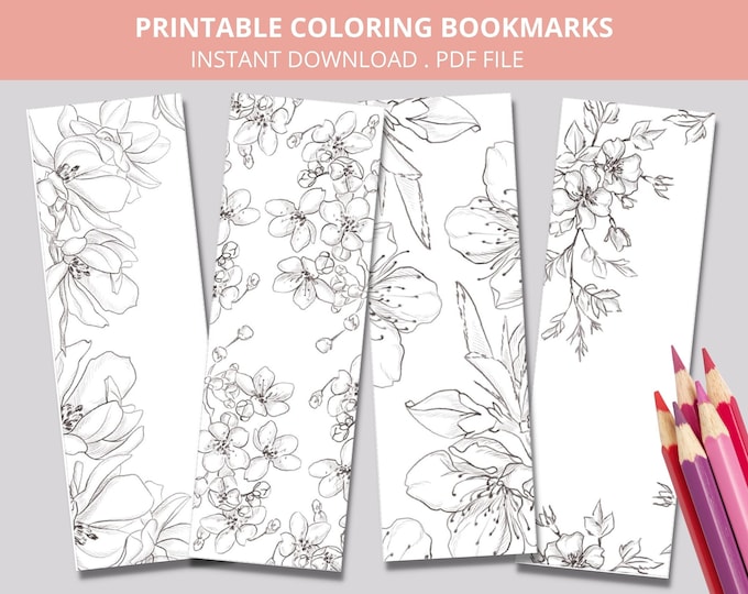 Printable Spring Coloring Bookmarks - Set of 6 - PDF Instant Digital ...