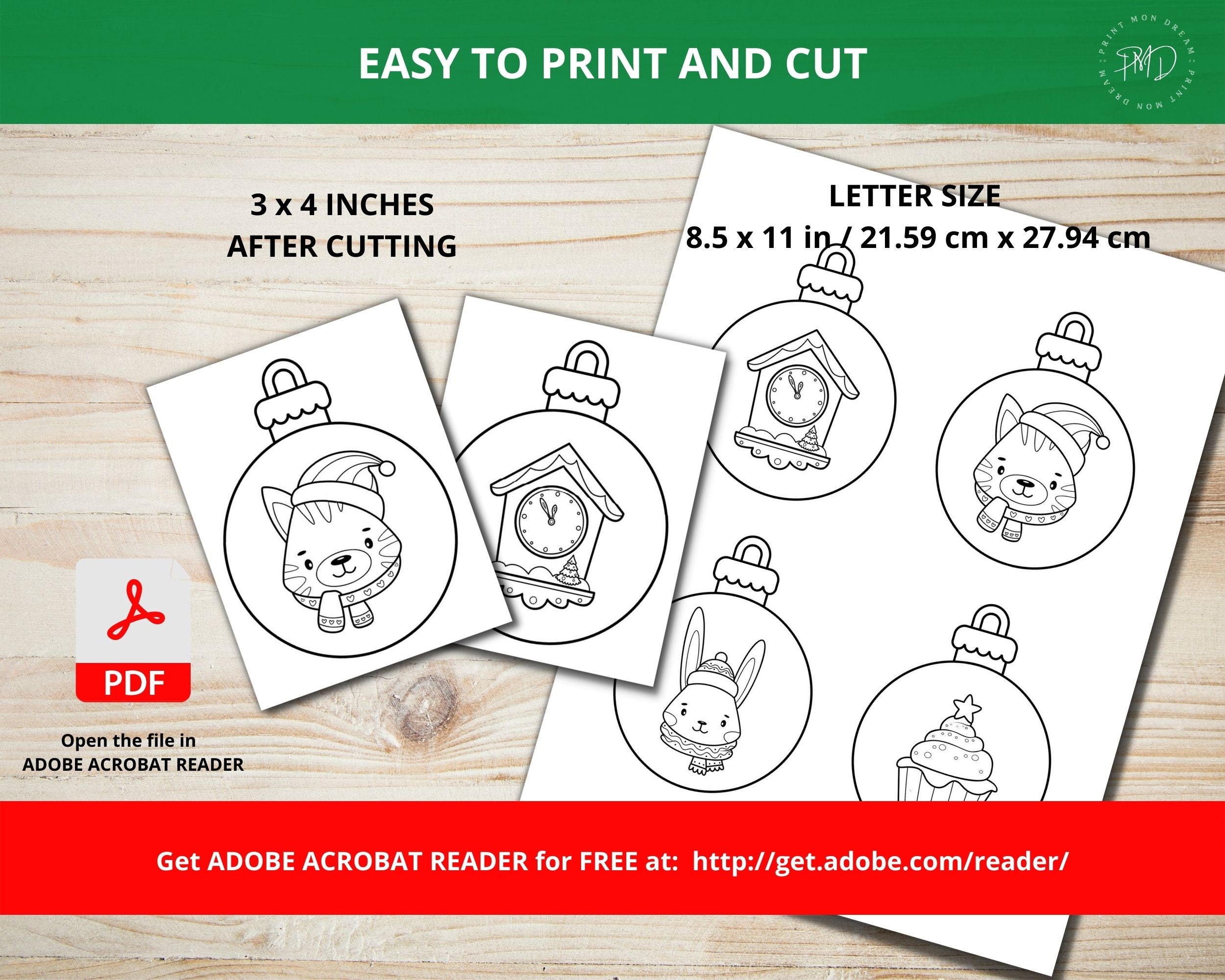 Printable Christmas Coloring Pages, Xmas Ornaments Coloring Crafts for ...