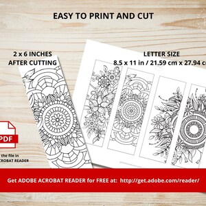 Flower Coloring Bookmarks, Printable Floral Mandala Colouring Page, Set ...