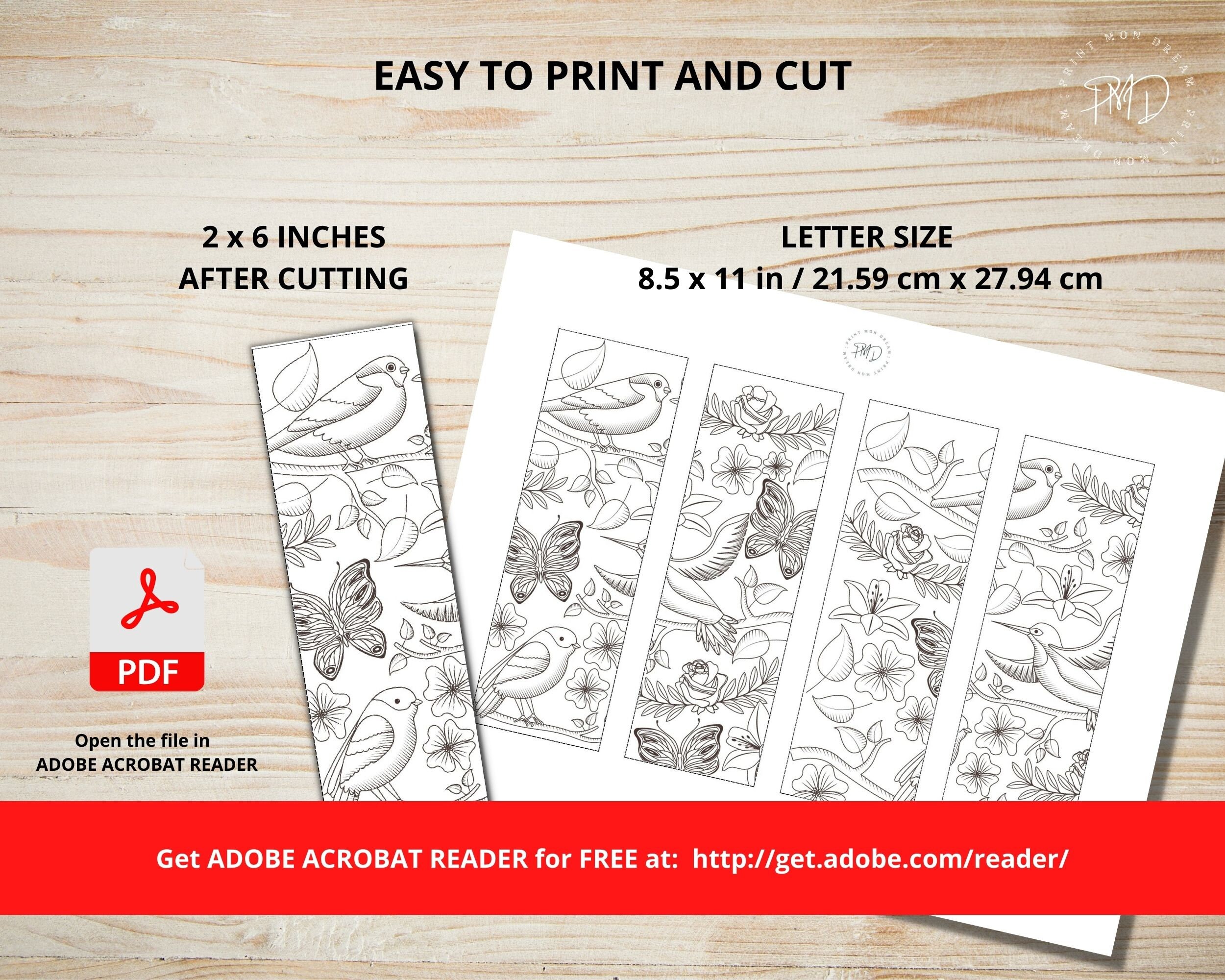 Printable Spring Bookmarks, Birds, Flowers and Butterflies Coloring ...