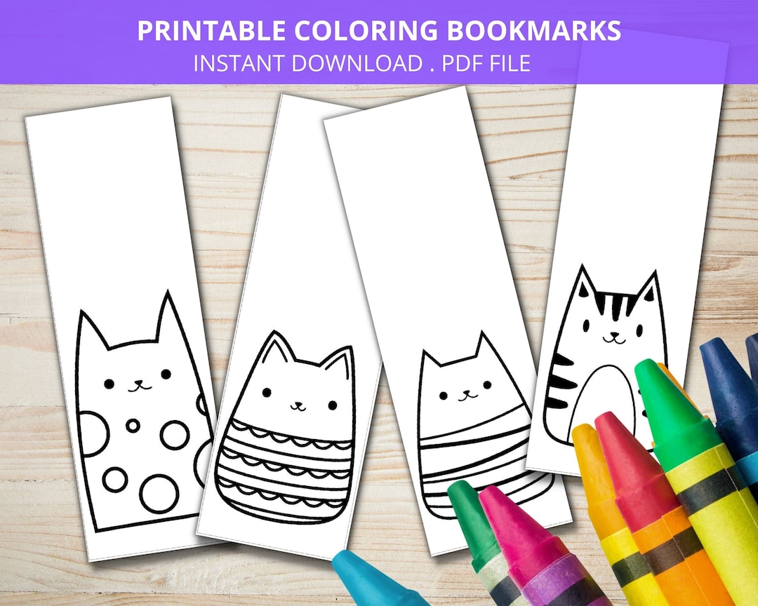 Kitten Coloring Printable Bookmarks, Cat Colouring Page, Kitten ...