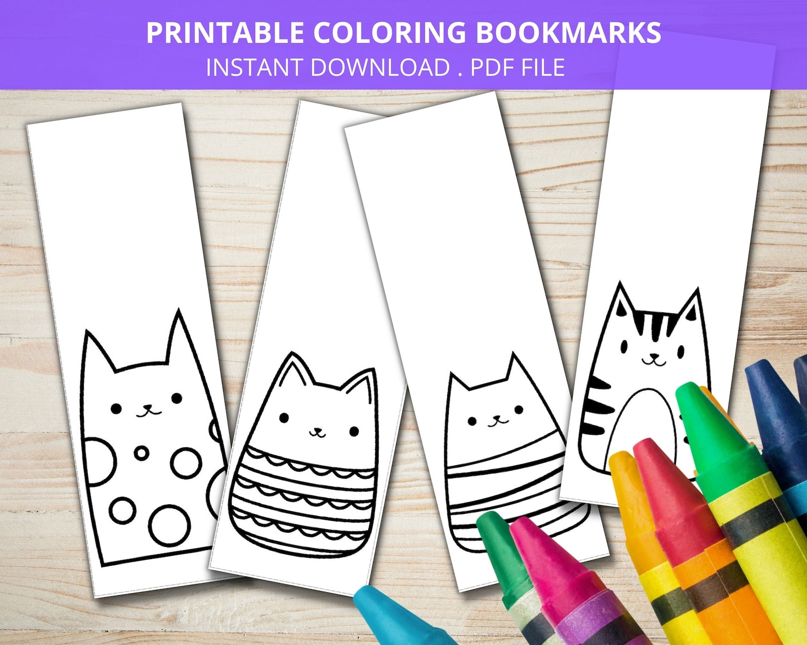 Kitten Coloring Printable Bookmarks, Cat Colouring Page, Kitten ...