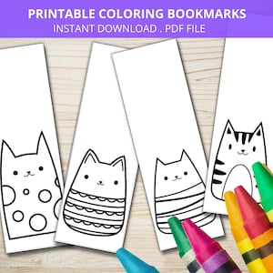 Kitten Coloring Printable Bookmarks, Cat Colouring Page, Kitten ...