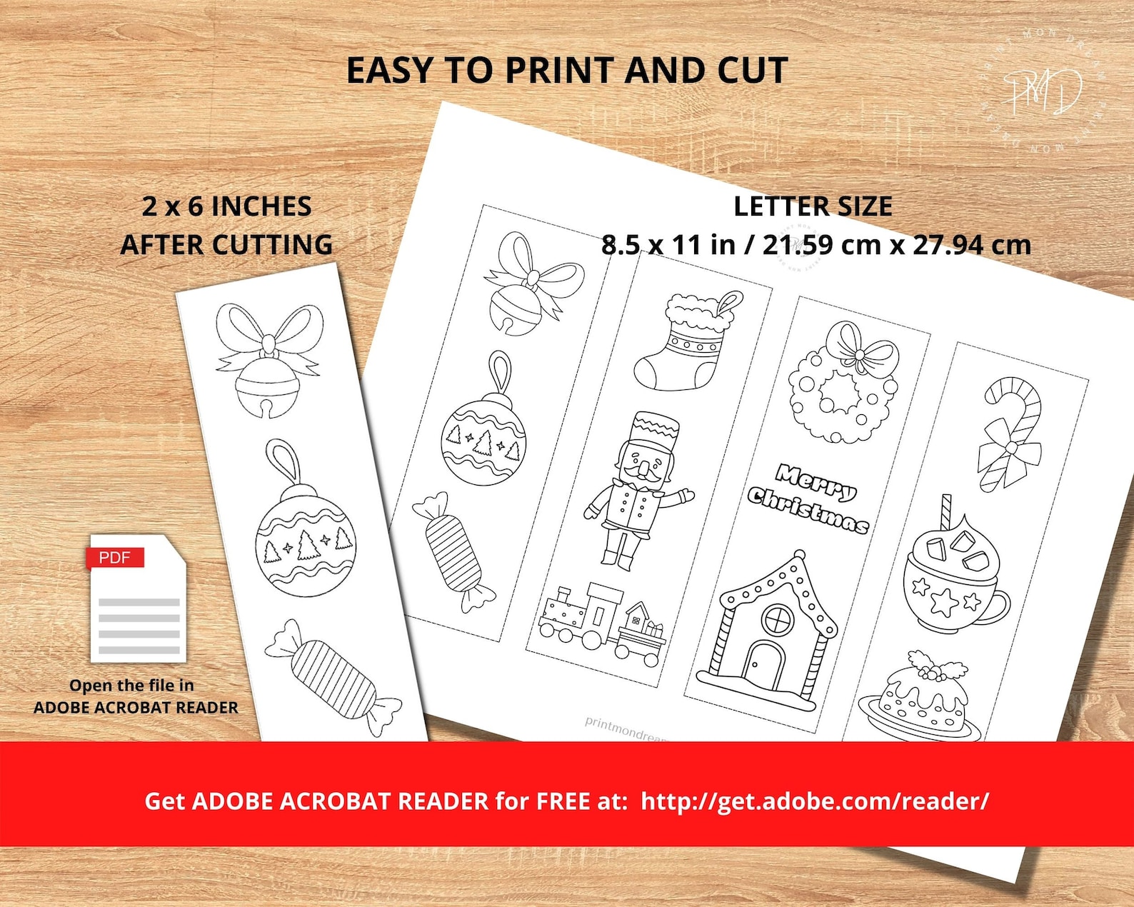 Printable Christmas Coloring Bookmarks, Color Your Own Bookmarks, Xmas ...