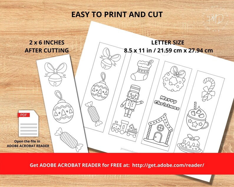 Printable Christmas Coloring Bookmarks, Color Your Own Bookmarks, Xmas ...