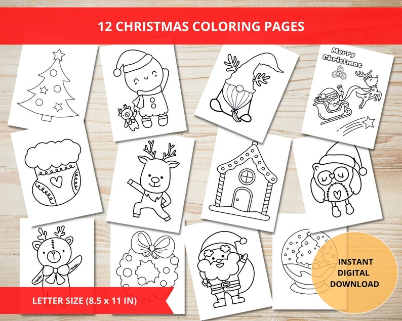 Printable Christmas Coloring Pages Coloring Book for Kids - Etsy