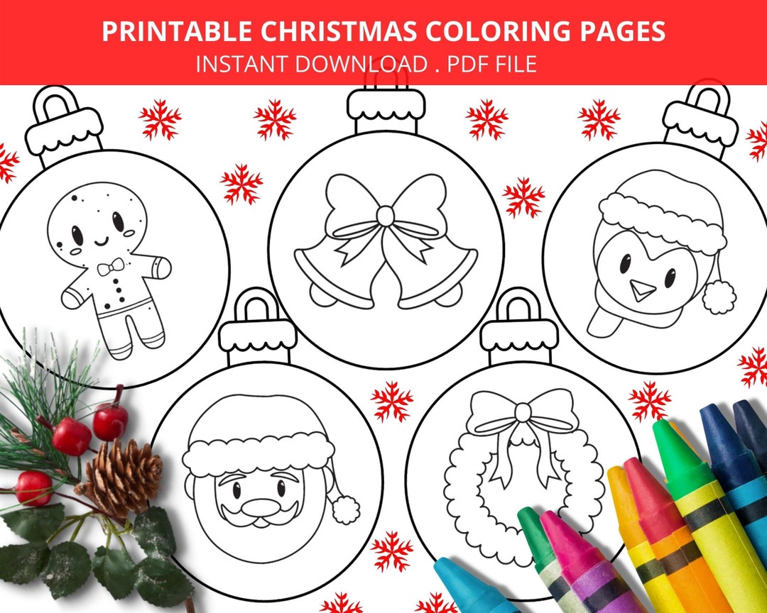 Printable Christmas Coloring Pages, Xmas Ornaments Coloring Crafts for ...