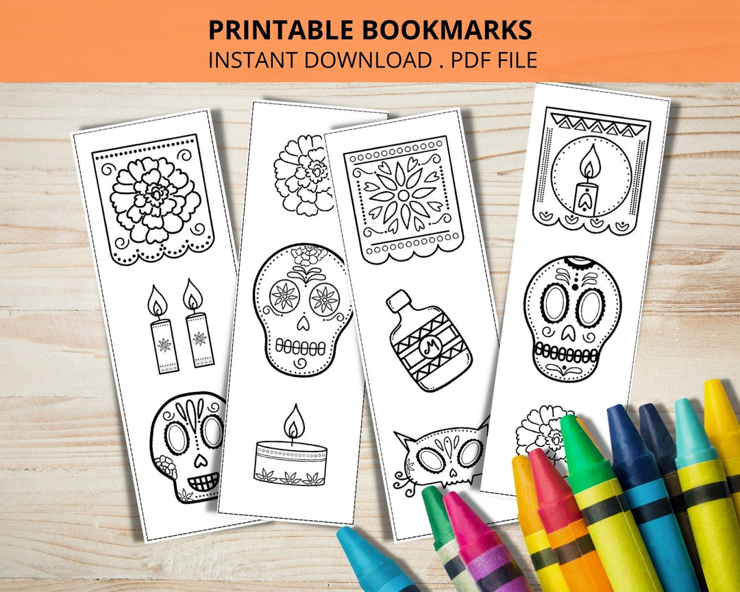 Dia De Muertos Coloring Bookmarks Day of the Dead Coloring - Etsy