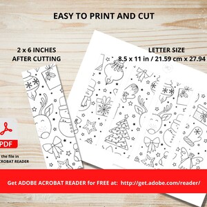 Printable Christmas Coloring Bookmarks, Xmas Party Activity, Color Your ...
