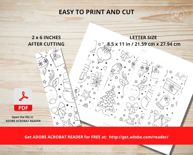 Printable Christmas Coloring Bookmarks, Xmas Party Activity, Color Your ...