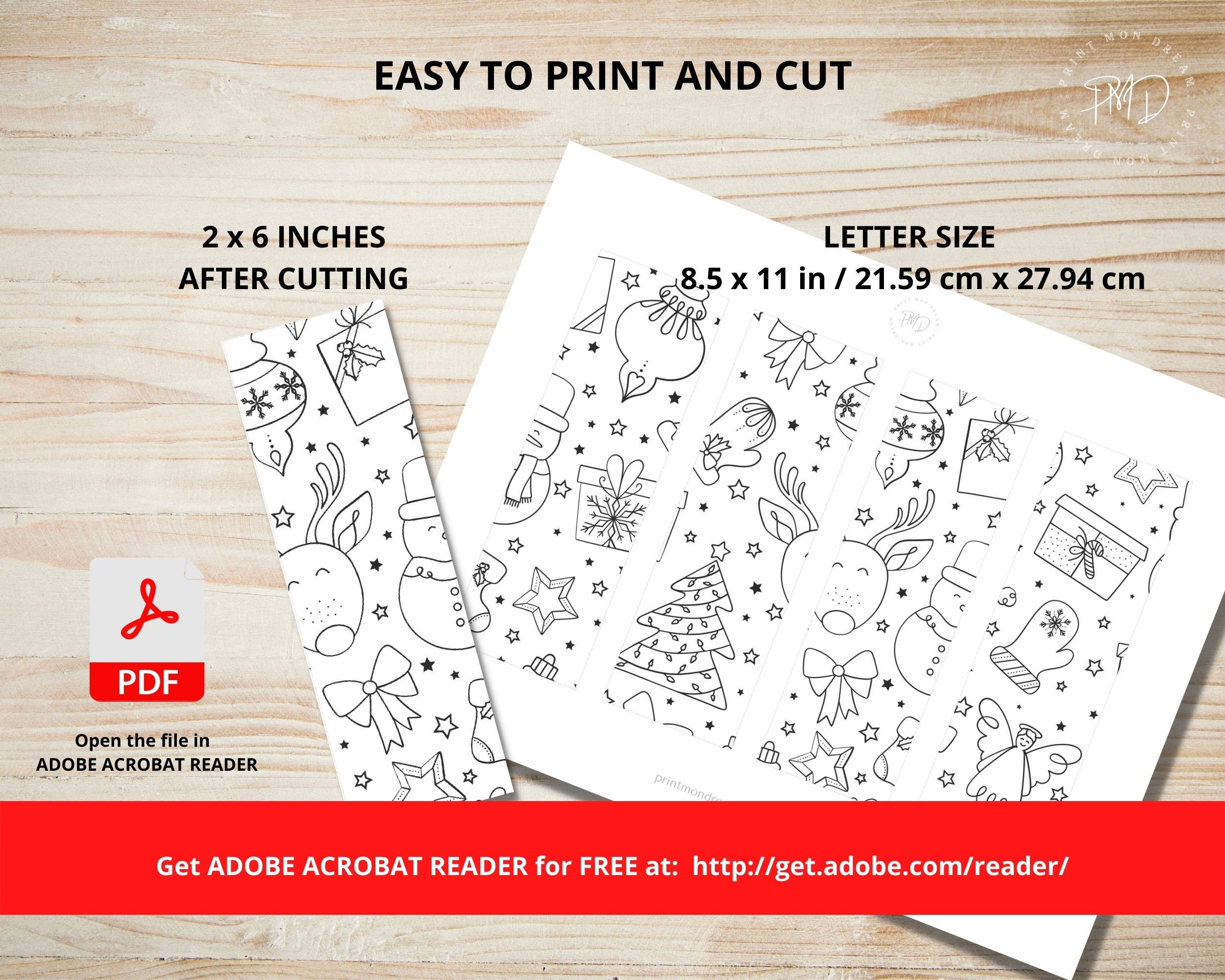 Printable Christmas Coloring Bookmarks, Xmas Party Activity, Color Your ...