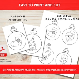 Printable Christmas Coloring Pages, Xmas Ornaments Coloring Crafts for ...
