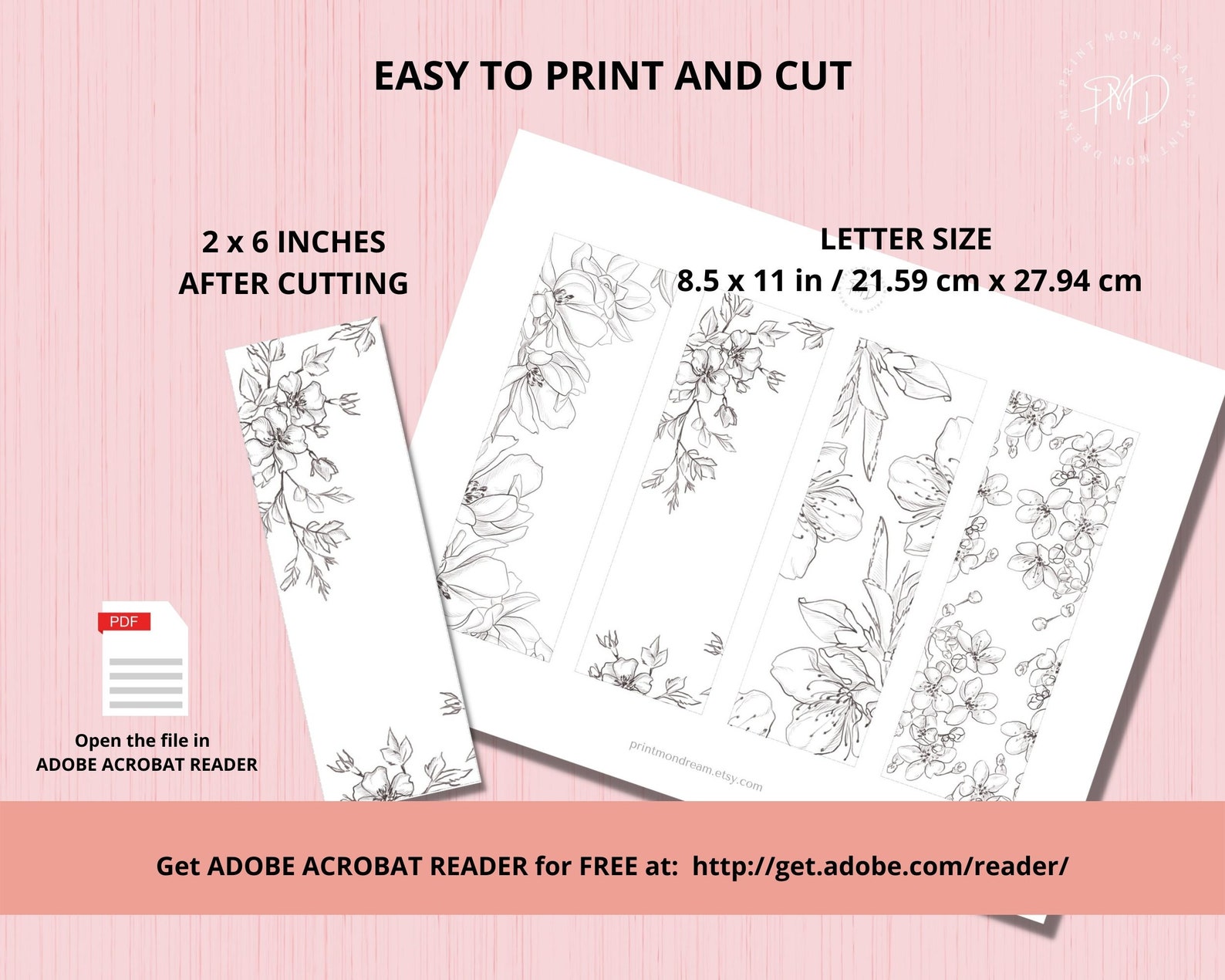 Printable Coloring Floral Bookmarks, Spring Coloring Bookmarks Set ...