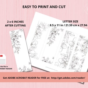 Printable Coloring Floral Bookmarks, Spring Coloring Bookmarks Set ...