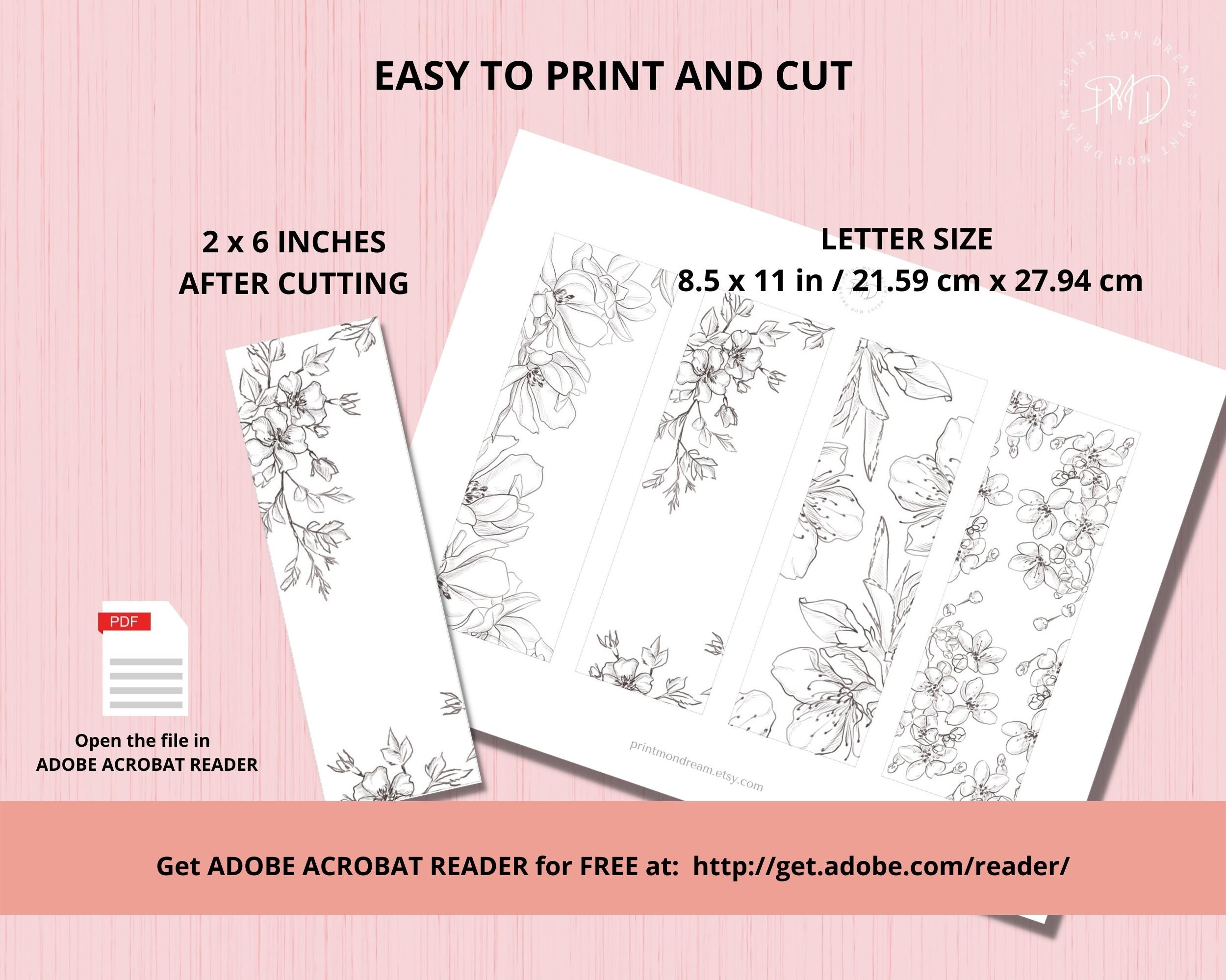 Printable Coloring Floral Bookmarks, Spring Coloring Bookmarks Set ...