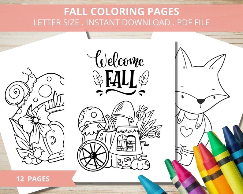 Printable Coloring Pages, Autumn, Cute Animals Coloring Book, Welcome ...