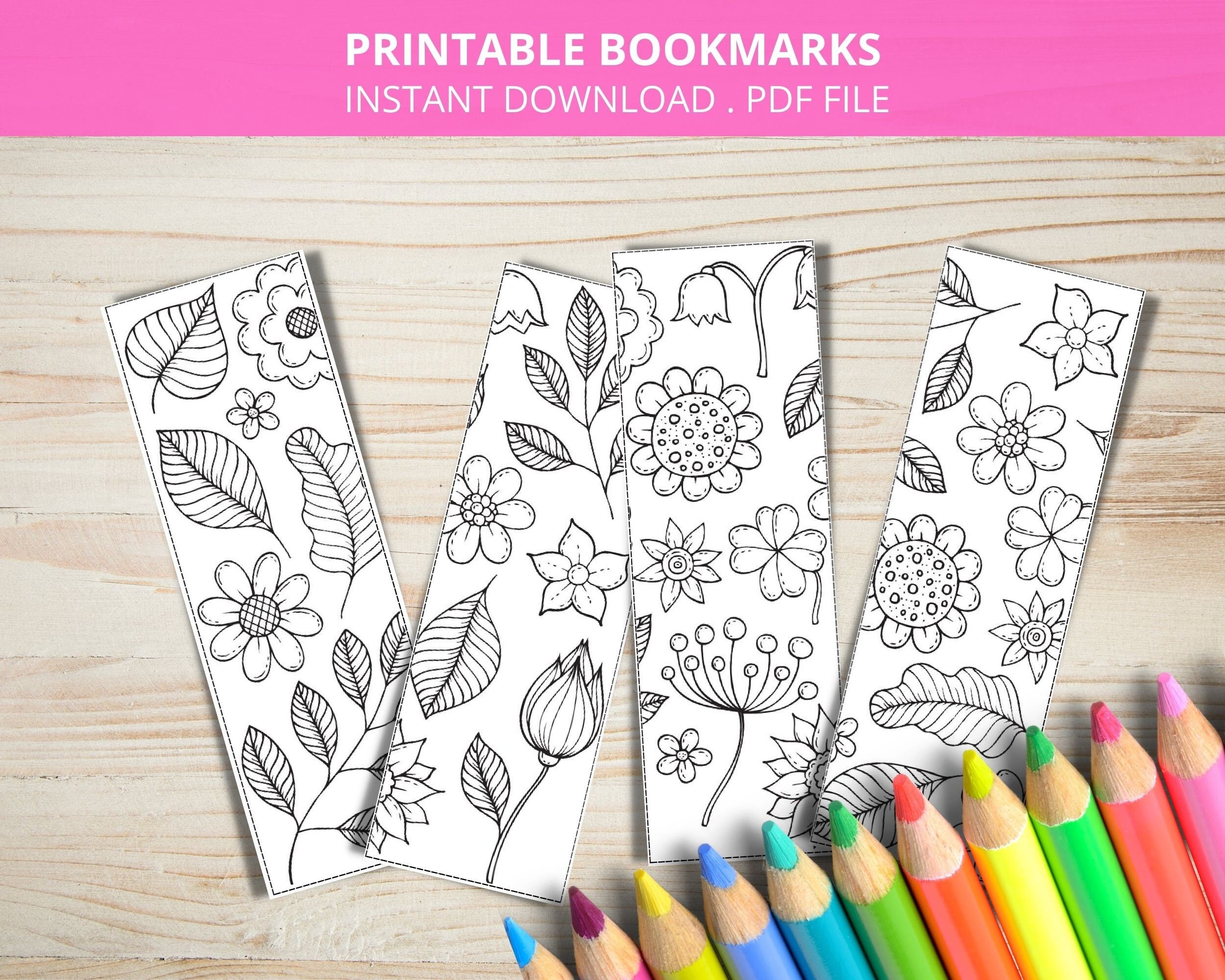 Spring Bookmarks, Printable Bookmarks to Color, Kids and Adult Crafts ...