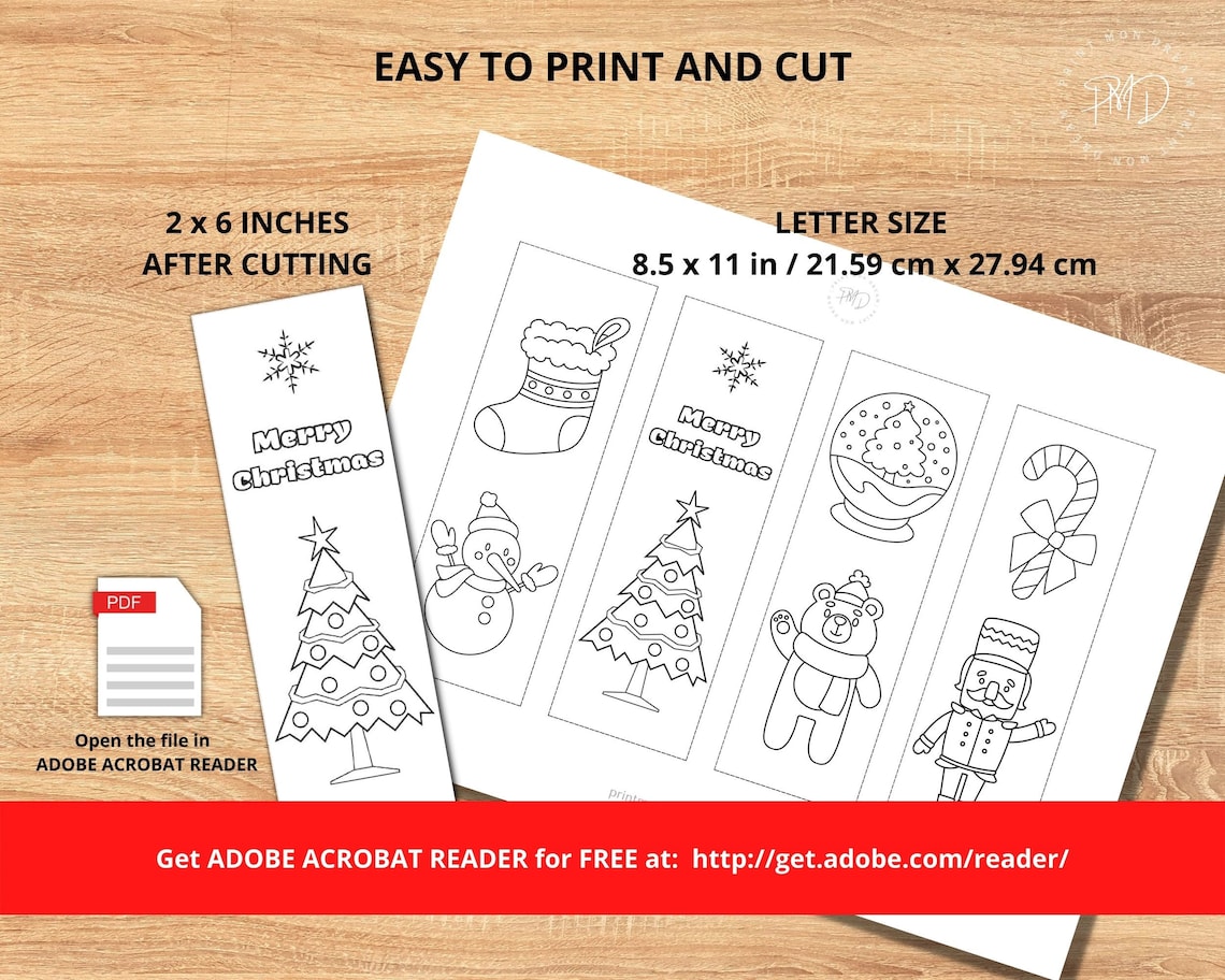 Printable Christmas Coloring Bookmarks Xmas Coloring Page - Etsy