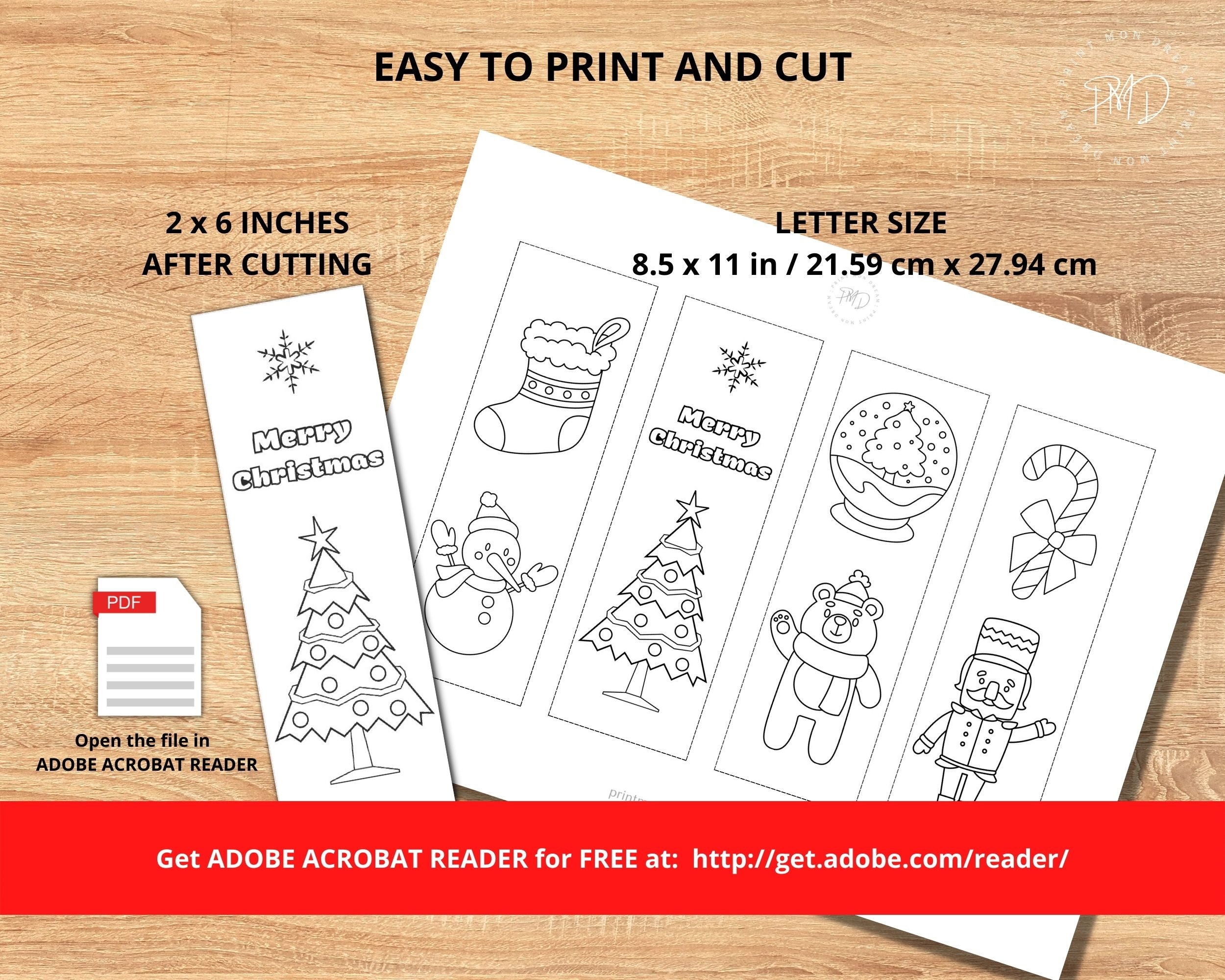 Printable Christmas Coloring Bookmarks Xmas Coloring Page - Etsy