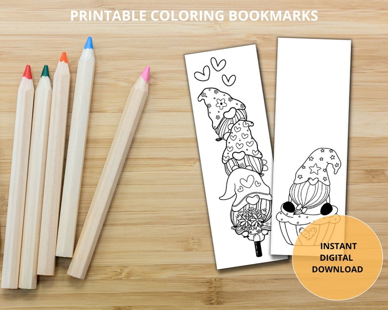 Printable Gnome Coloring Bookmarks, Valentine's Day Coloring Page ...