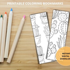 Cactus Coloring Bookmarks, Cactus Colouring Page, Printable Bookmarks ...