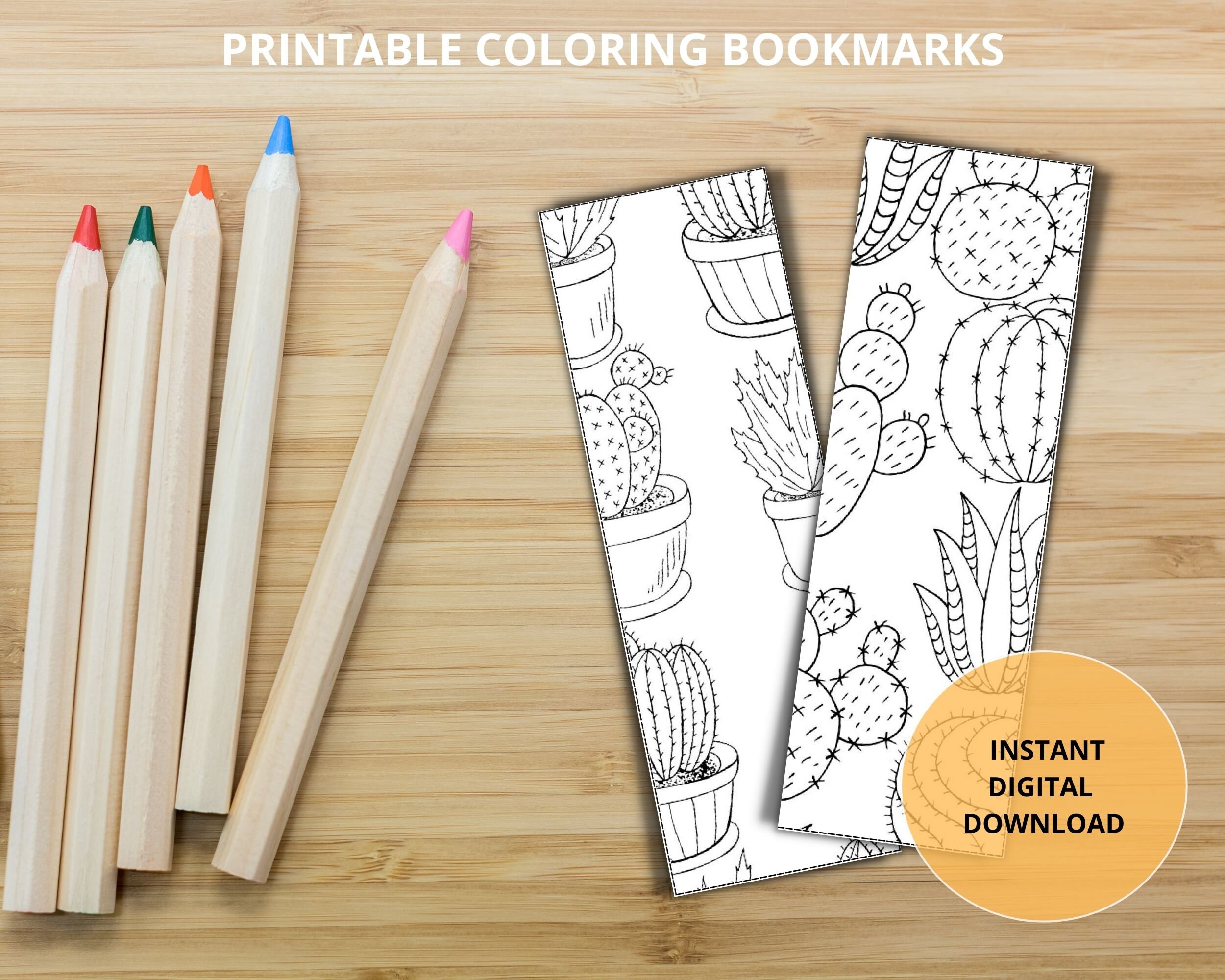 Cactus Coloring Bookmarks, Cactus Colouring Page, Printable Bookmarks ...