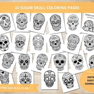 Sugar Skulls Coloring Book Printable Day of the Dead Coloring - Etsy