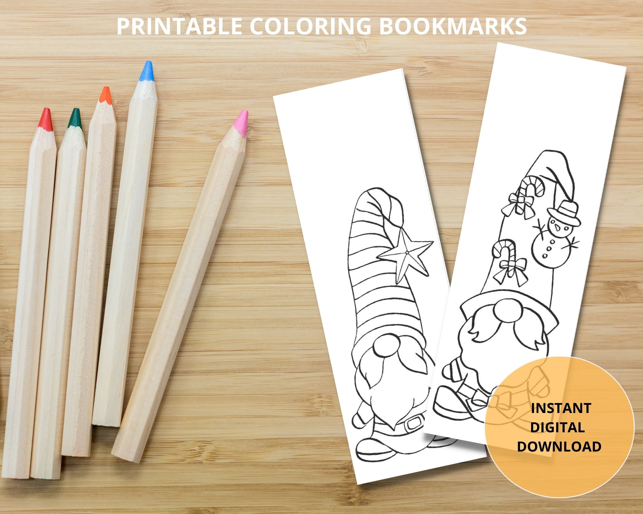 Printable Christmas Gnome Coloring Bookmarks, Color Your Own Bookmarks ...