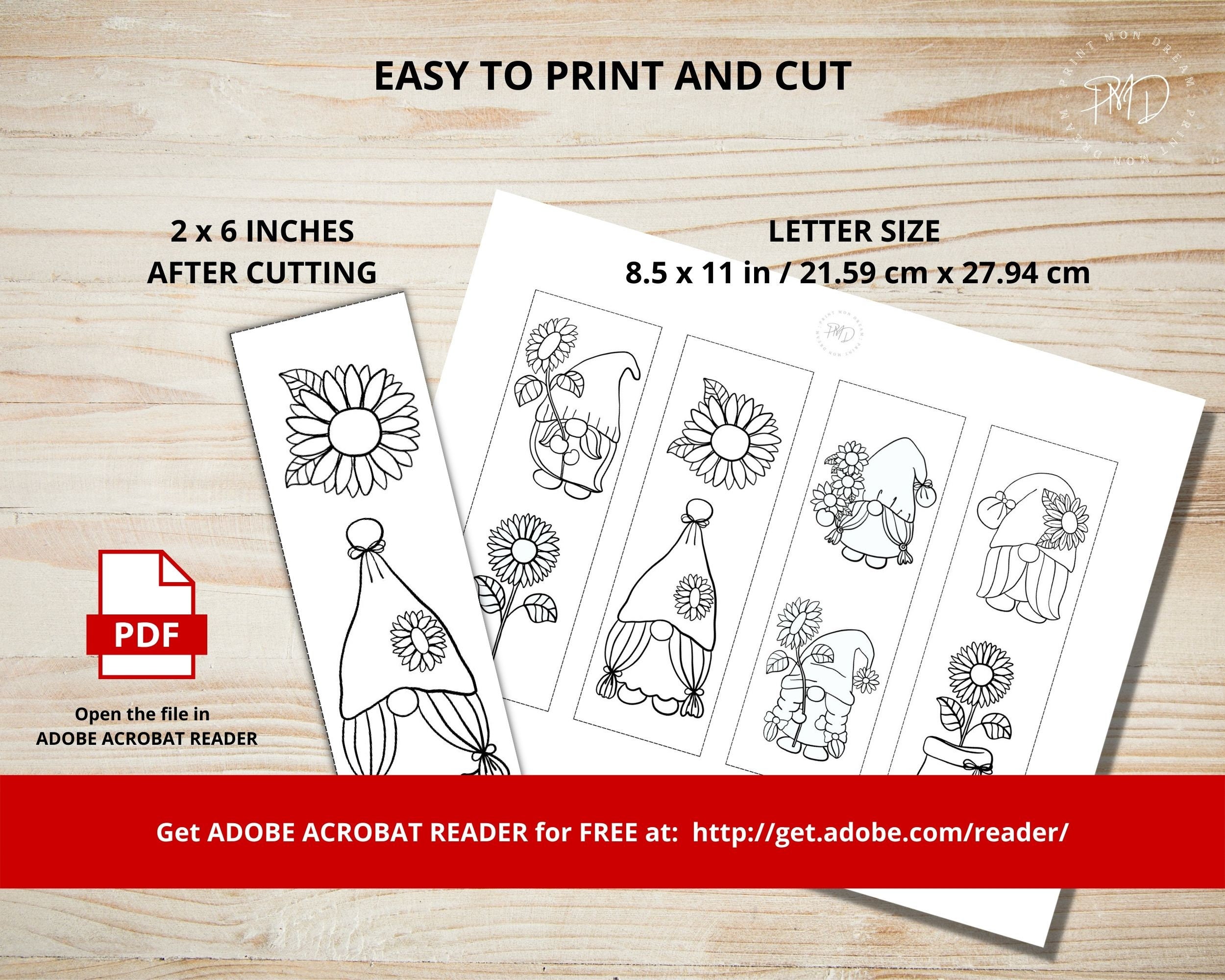 Printable Sunflower Gnome Coloring Bookmarks, Spring Gnome Coloring ...