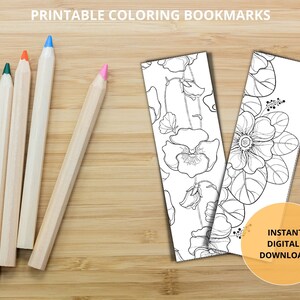 Printable Floral Bookmark Set, Flower Coloring Bookmarks, Spring ...