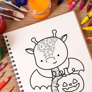 Cute Halloween Coloring Pages, Printable Cute Animals Coloring Book for ...