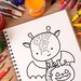 Cute Halloween Coloring Pages, Printable Cute Animals Coloring Book for ...