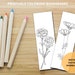 Printable Flower Coloring Bookmarks, Floral Bookmark Set of 4, Kids and ...