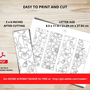 Printable Floral Bookmark Set, Flower Coloring Bookmarks, Spring ...