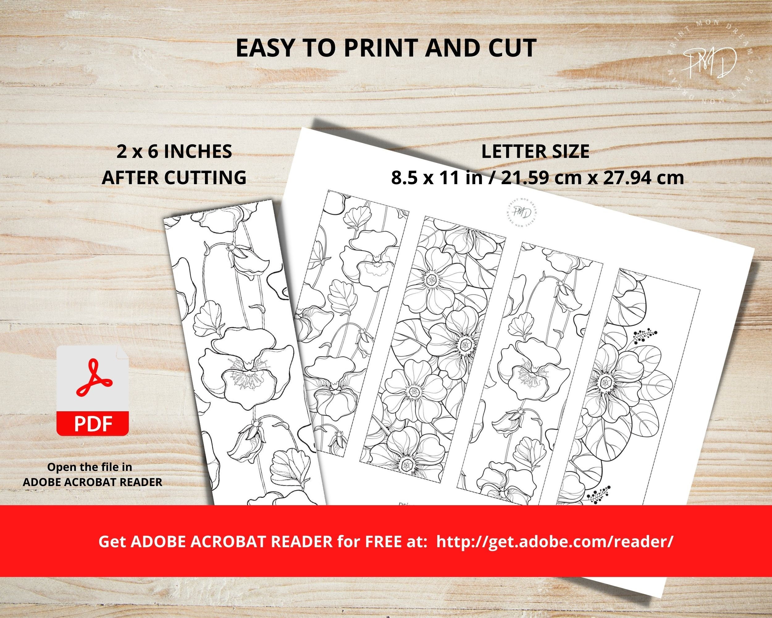 Printable Floral Bookmark Set, Flower Coloring Bookmarks, Spring ...