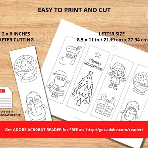 Printable Christmas Coloring Bookmarks, Xmas Colouring Page, Santa ...