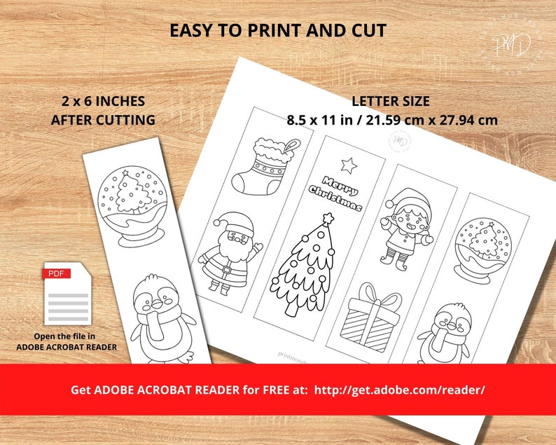 Printable Christmas Coloring Bookmarks, Xmas Colouring Page, Santa ...