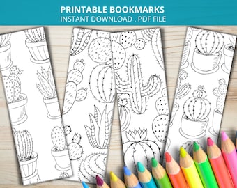 Printable Bookmarks to Color Houseplant Bookmark Cactus - Etsy